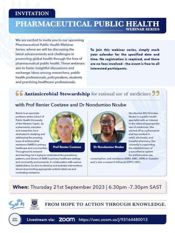 Invitation: Pharmaceutical Public Health Webinar Series - University of ...